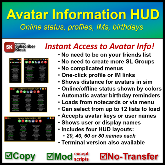 Second Life Marketplace - Avatar Information HUD